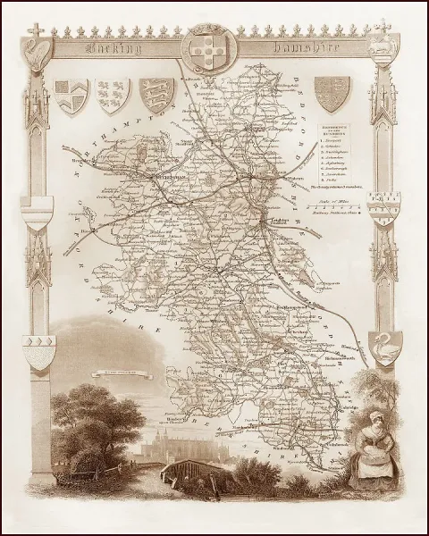 1840s Victorian Map of Buckinghamshire Our beautiful Wall Art and Photo ...