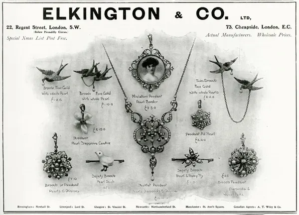Advert for Elkington & Co Edwardian jewellery 1906