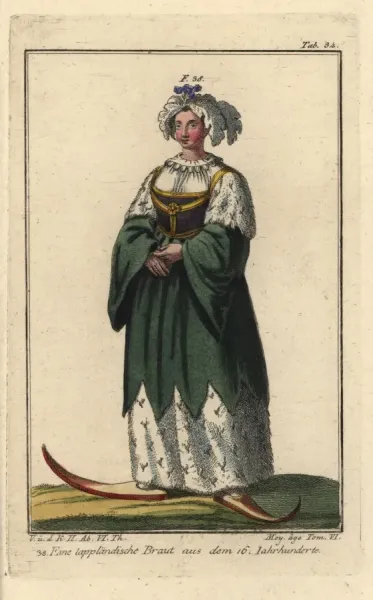 Bride from Lapland wearing a dress of ermine and sable