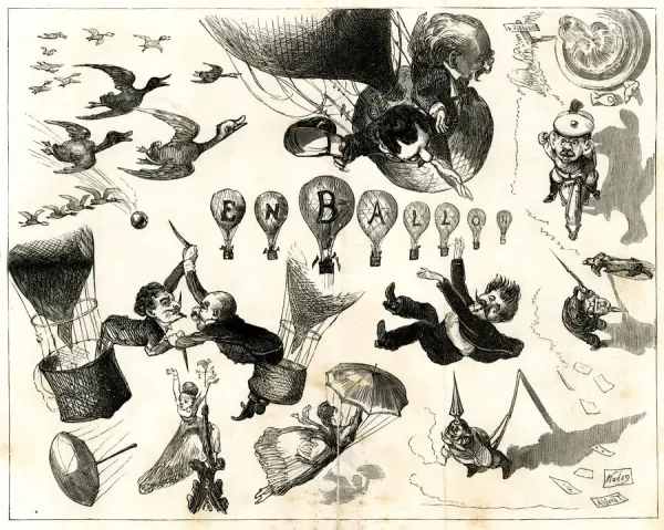 Cartoon, En Balloon a satire on the ballooning craze