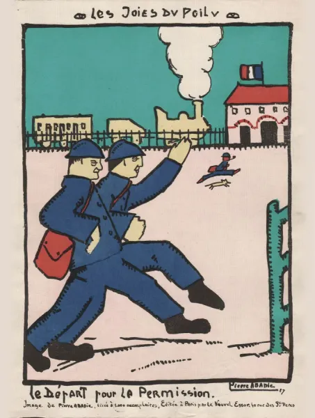 Cartoon, French soldiers departing on leave, WW1 Our beautiful Wall Art ...