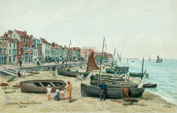 Central Parade and Beach, Deal, Kent Painted by landscape