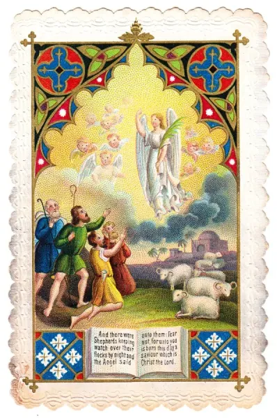 Christmas card with angels and shepherds Our beautiful Wall Art and ...