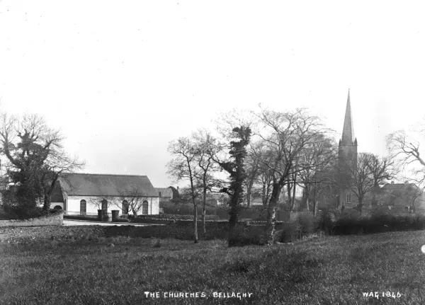 The Churches, Bellaghy a view across fields to two churches