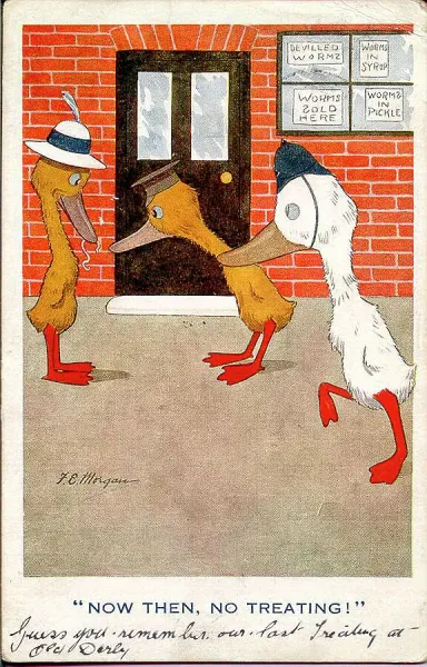 Comic postcard, three humanised ducks Now then Our beautiful Wall Art ...