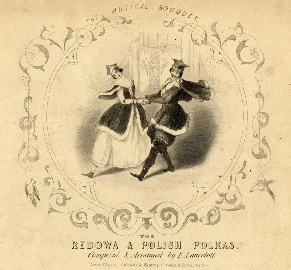 Couple dancing the polka on a music sheet Our beautiful Wall Art and ...