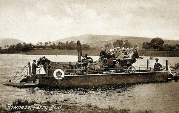 Departing Bowness Ferry boat on the way to Furness Abbey