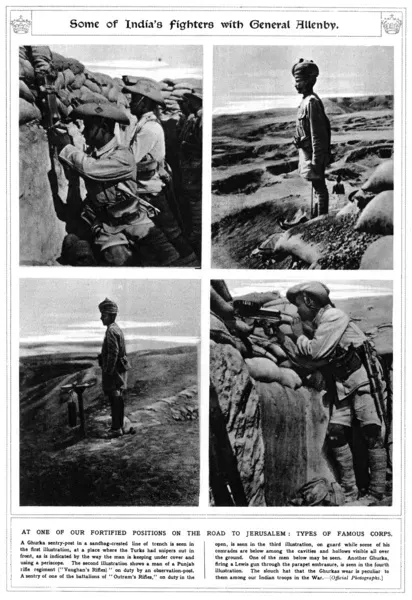 Indian soldiers on the road to Jerusalem during World War I