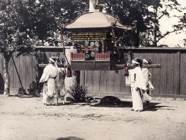 Japanese Palanquin Sedan Travelling By Kago 1880s | A Kago (Palanquin)
