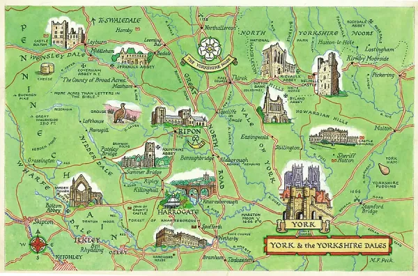 Yorkshire Dales England Map North Yorkshire Moors Lap Map Greetings