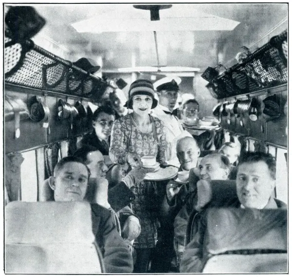 Norah Blaney serving tea on an Imperial Airways flight