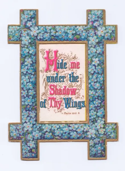 Religious quotation on a frame-shaped greetings card