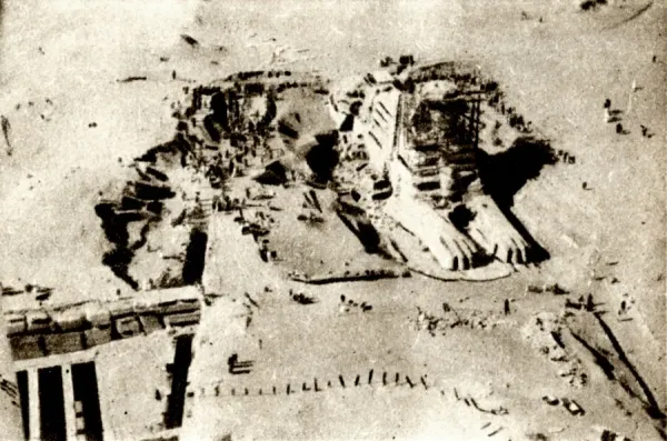 Restoration of the Sphinx, Egypt, aerial view Date