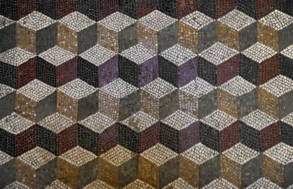 Roman mosaic with a cube pattern giving a three dimensional