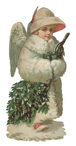 Victorian Scrap, angel with Christmas tree Our beautiful Wall Art and ...