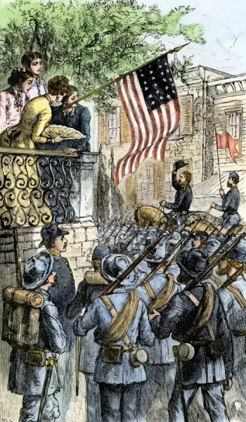 Civil War Union Soldiers Marching