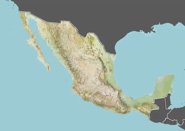 Blank Physical Map Of Mexico High Detailed Mexico Physical Map With
