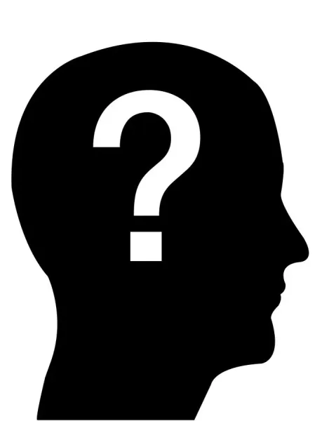 Head in profile with a question mark, illustration