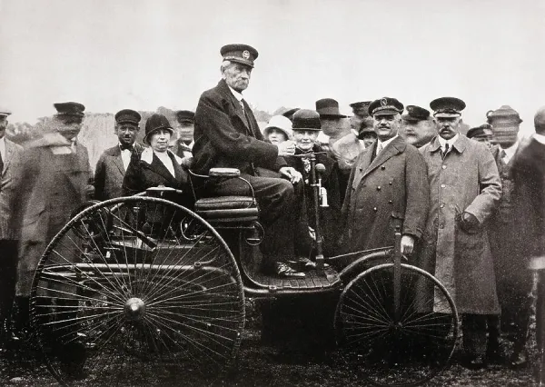 Inventor Karl Benz Sitting on Benz Motorwagen Our beautiful Wall Art ...