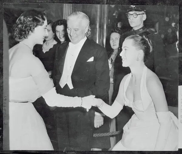 Princess Margaret Shaking Hands with Charlie Chaplin