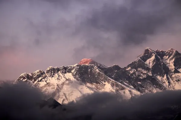 Sunset over the Snow Capped Mount Everest mountain