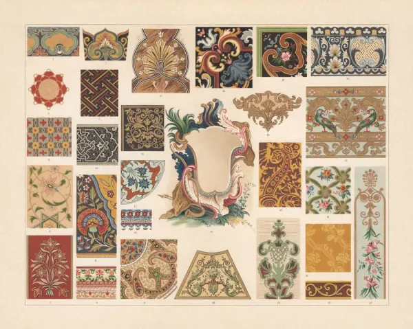 Various patterns of the Baroque and Asia, chromolithograph