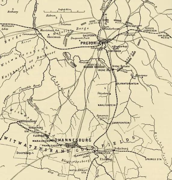 Map Showing District Between Johannesburg and Pretoria