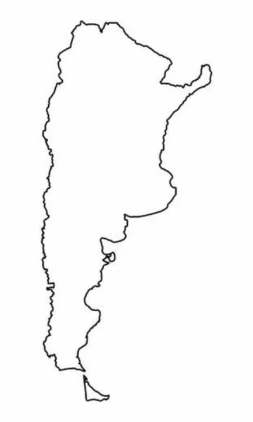Argentina outline map isolated on white background