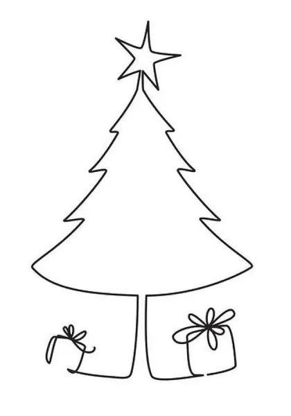 Christmas tree with gifts. One line drawing Our beautiful Wall Art and ...