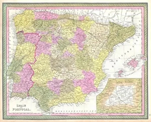 Mitchell Map Of Spain And Portugal Prints