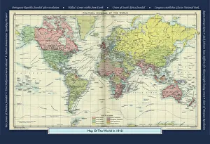 Historical World Map 1910 Art Prints, Posters & Puzzles