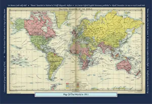 Historical World Map 1911 Art Prints, Posters & Puzzles