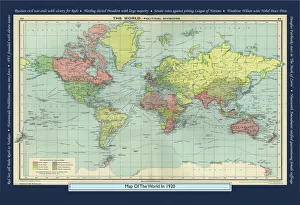 Historical World Map 1920 Art Prints, Posters & Puzzles