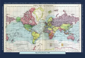 Historical World Map 1948 Art Prints Collection