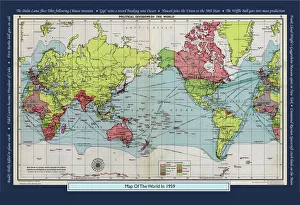 Historical World Map 1959 Art Prints, Posters & Puzzles